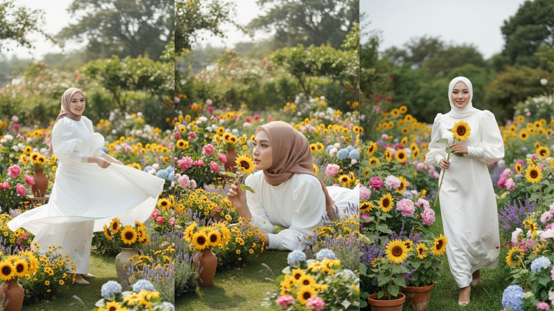 6 Prompt Gemini AI Hadirkan Potret Wanita Berhijab di Taman Bunga ...