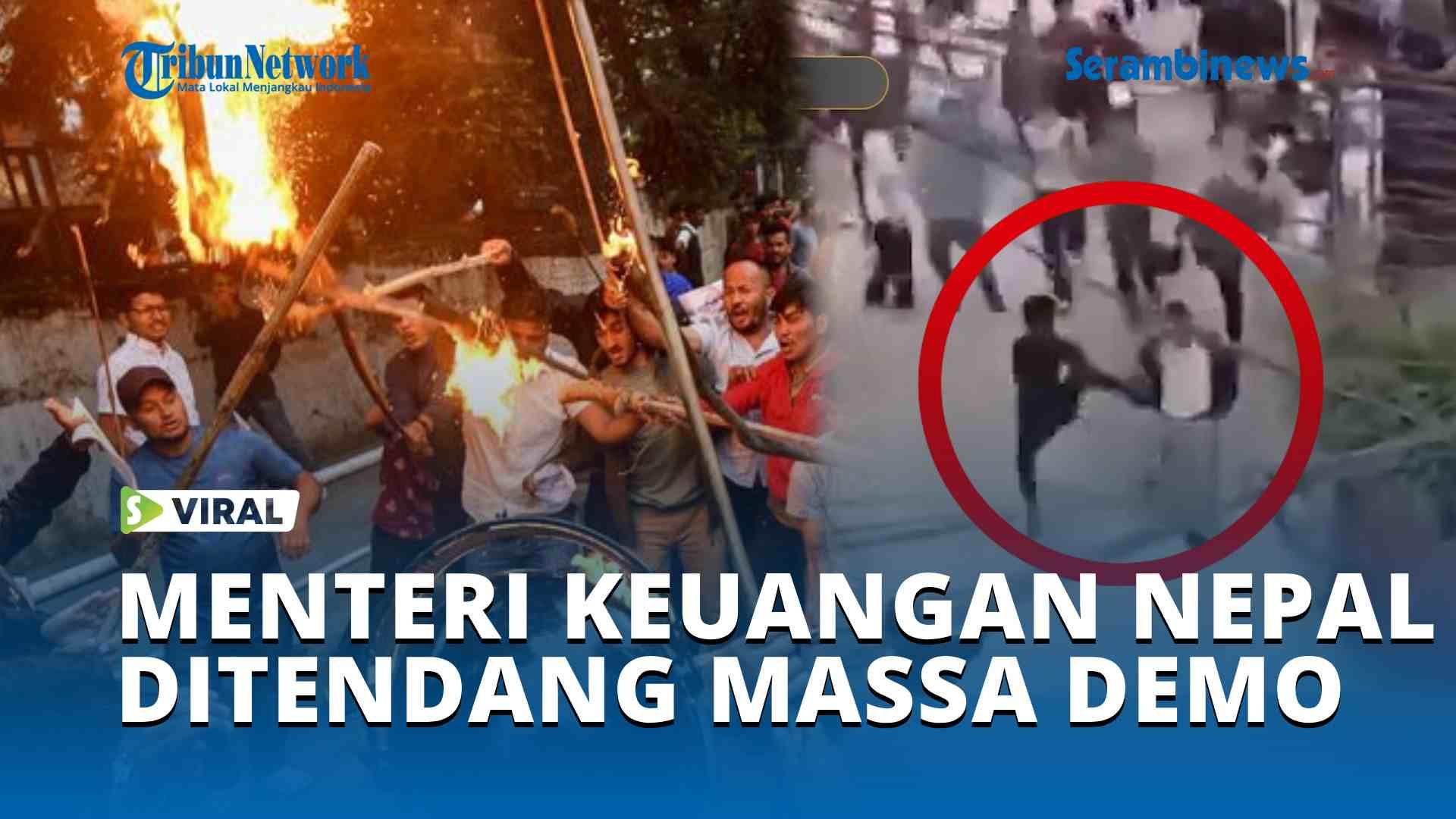 VIDEO Viral Menteri Keuangan Nepal Dikejar lalu Ditendang Massa Demonstrasi - Serambinews.com
