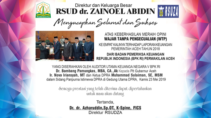 Ucapan Selamat dari Direktur dan Keluarga Besar RSUD dr. ZAINOEL ABIDIN ...