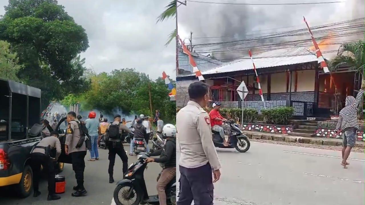 Bentrok Antar Pemuda Pecah di Ambon, Kantor Desa Hunuth Dibakar Massa - Tribunambon.com