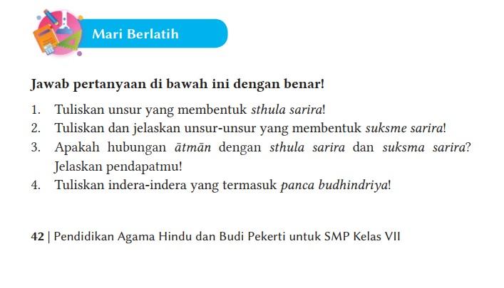 Kunci Jawaban Agama Hindu Kelas 7 Semester 1 Kurikulum Merdeka Halaman 42 43, Mari Berlatih ...