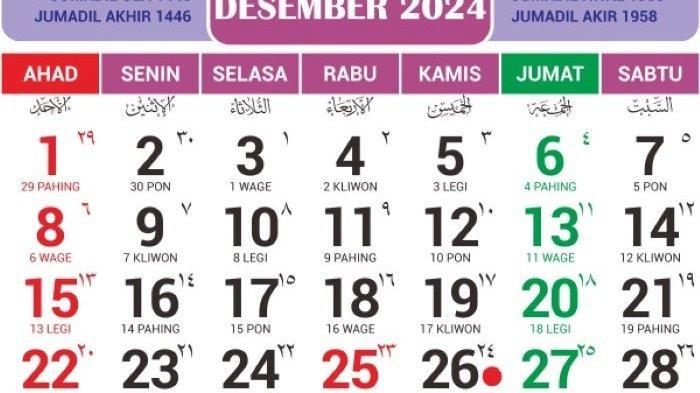 Kalender 2024 Cuti Bersama Desember dan Libur Nasional Akhir Tahun ...