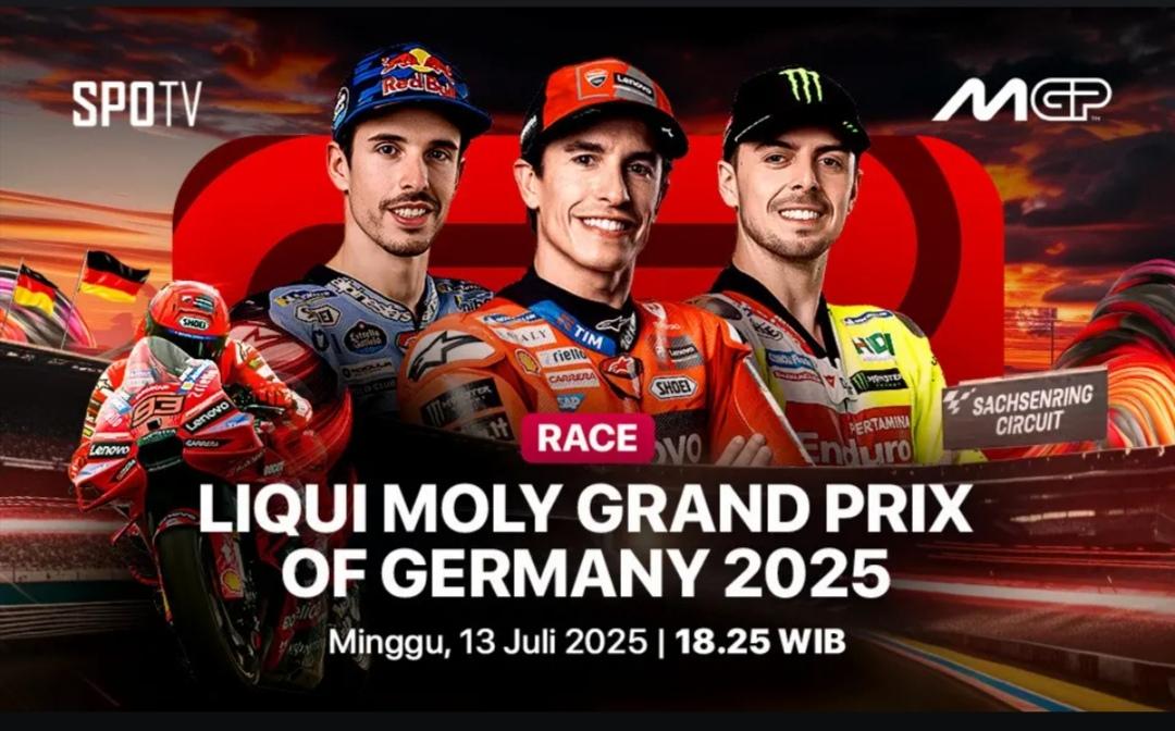 Jadwal dan Jam Tayang Race MotoGP Jerman 2025, Hari Ini Siaran Live Gratis Trans7, Marquez Juara ...