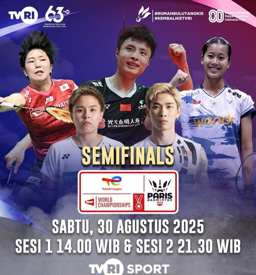 Live Gratis TVRI, Link Streaming TV Online Semifinal Badminton ...