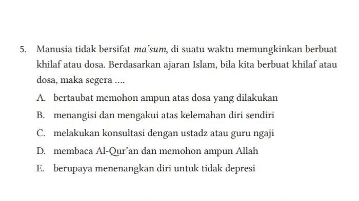 Kunci Jawaban PAI Kelas 12 Kurikulum Merdeka, Bila Kita Berbuat Khilaf ...