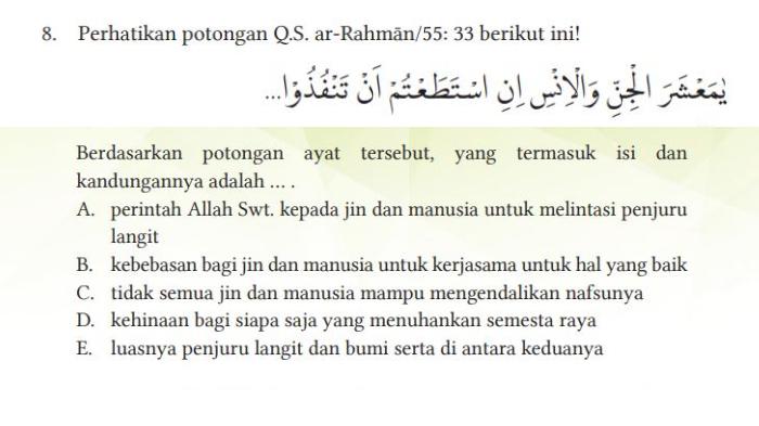 KUNCI JAWABAN PAI Kelas 11 Halaman 29 - 30, Perhatikan Potongan QS Ar ...