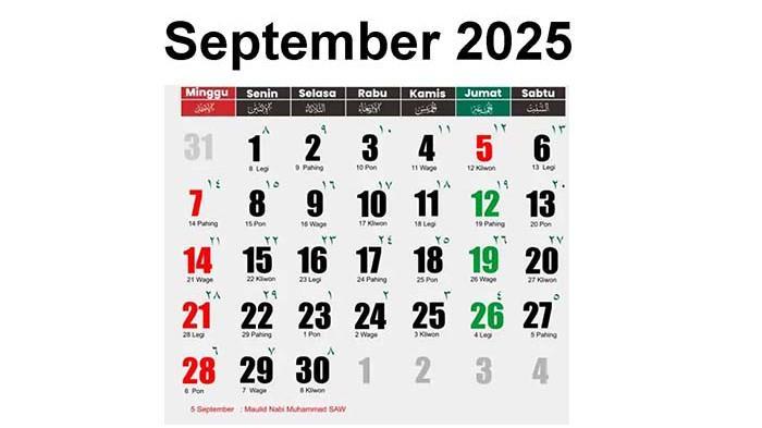 Daftar Hari Libur Tanggal Merah September 2025, Ada Long Week End ...