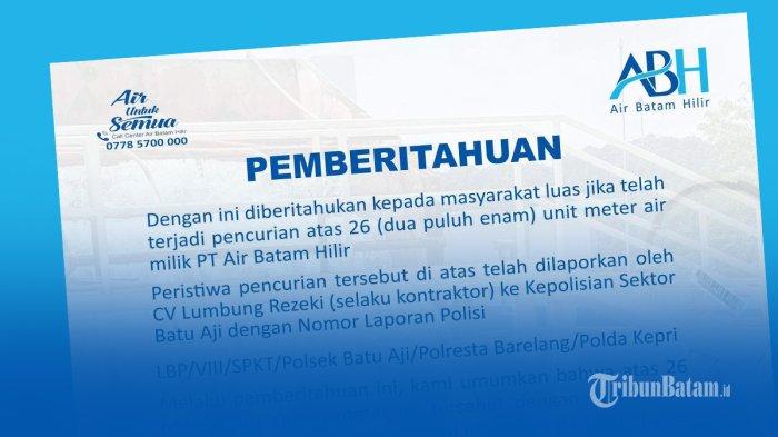 26 Meteran Air Milik PT Air Batam Hilir Digasak Maling di Batu Aji ...
