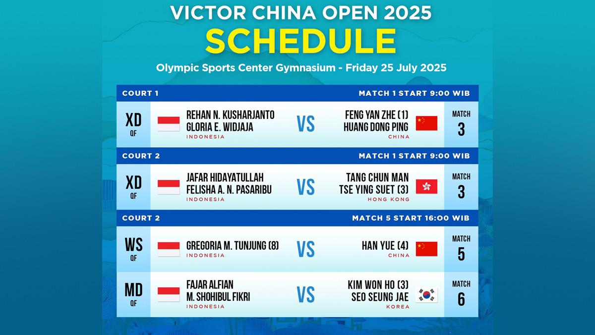 Jadwal Siaran Langsung China Open 2025 Hari Ini, Gregoria vs Han Yue, Fajar/Fikri vs Kim/Seo ...