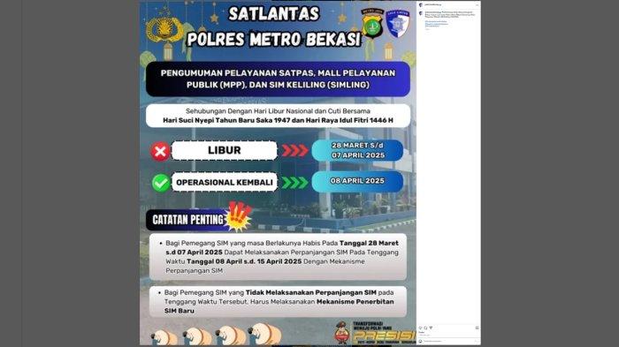 Perpanjangan SIM Kabupaten Bekasi Senin Ini, 7 April 2024 Tutup, Cuti ...