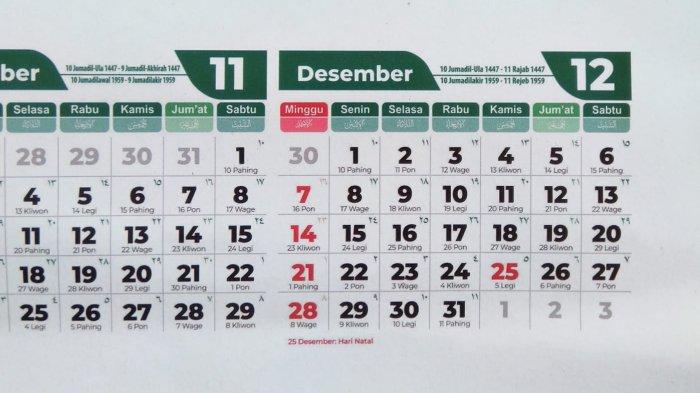 Kalender Desember 2025 Lengkap dengan Tanggal Merah, Cuti Bersama dan ...