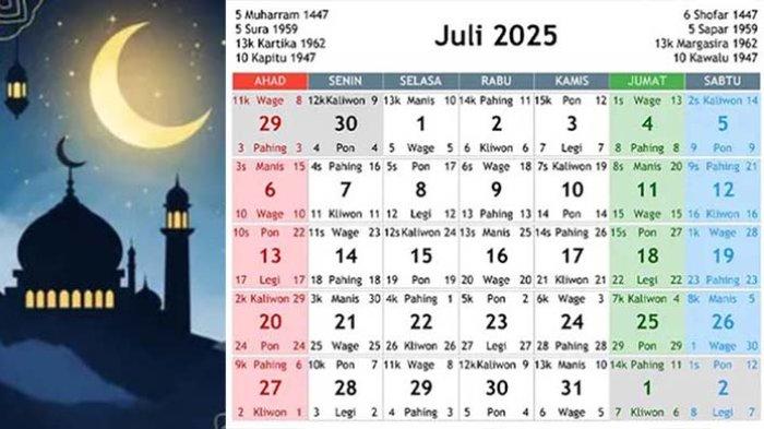 Kalender Juli 2025 Lengkap dengan Weton, Hari Ini Malam Jumat Apa ...
