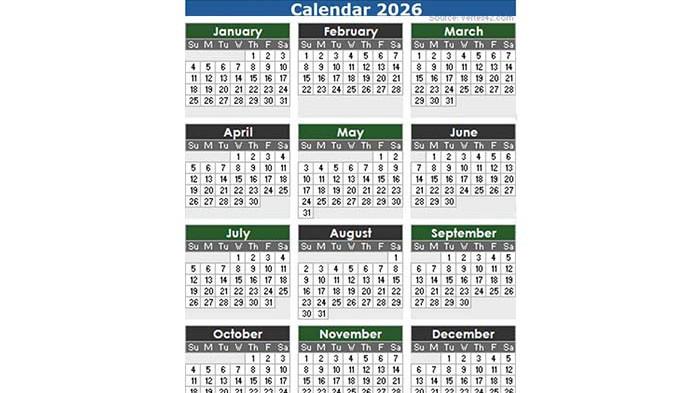 Kalender 2026 Lengkap dengan Tanggal Merah dan Cuti Bersama, Lebaran 2026 Kapan? - Posbelitung.co