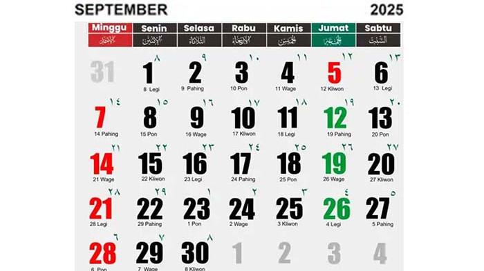 Kalender 2025 Lengkap Libur Nasional, Tanggal 5 September 2025 Libur ...
