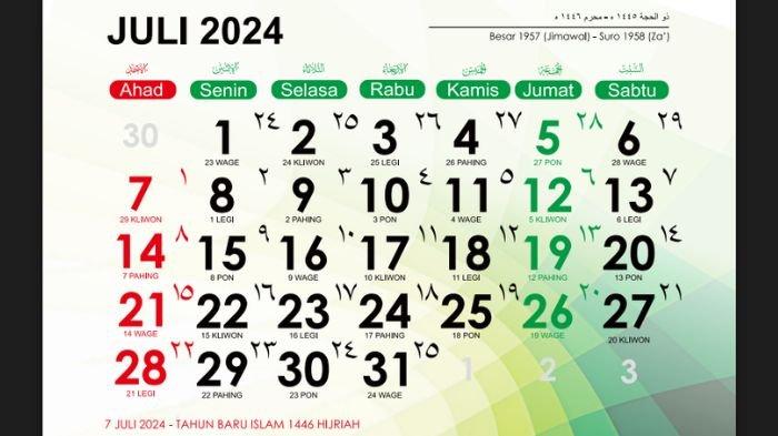 Download Kalender Hijriah Bulan Juli 2024 PDF: Cek Jadwal Libur dan 2 Juli Hari Apa ...