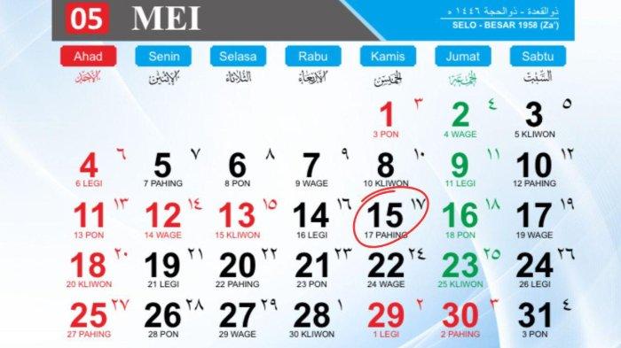Kalender Jawa 2025: Penanggalan Weton Kamis 15 Mei Wage, Neptu 12 ...
