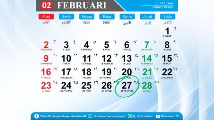 Kalender Februari 2025 : Penanggalan Jawa Weton 27 Februari, Hari Baik ...