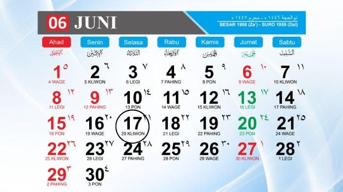 Kalender Jawa Juni 2025: Tanggal 17 Juni Weton Selasa Kliwon, Windu Adi ...