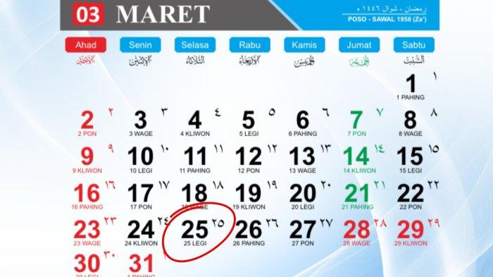 Kalender Jawa Maret 2025: Weton 25 Maret dan Hari Baik-Buruk dalam ...
