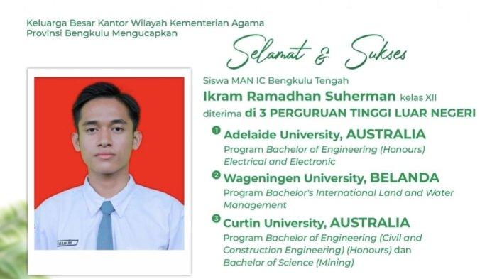 Sosok Ikram, Siswa MAN IC Bengkulu yang Diterima di 3 Universitas Luar ...