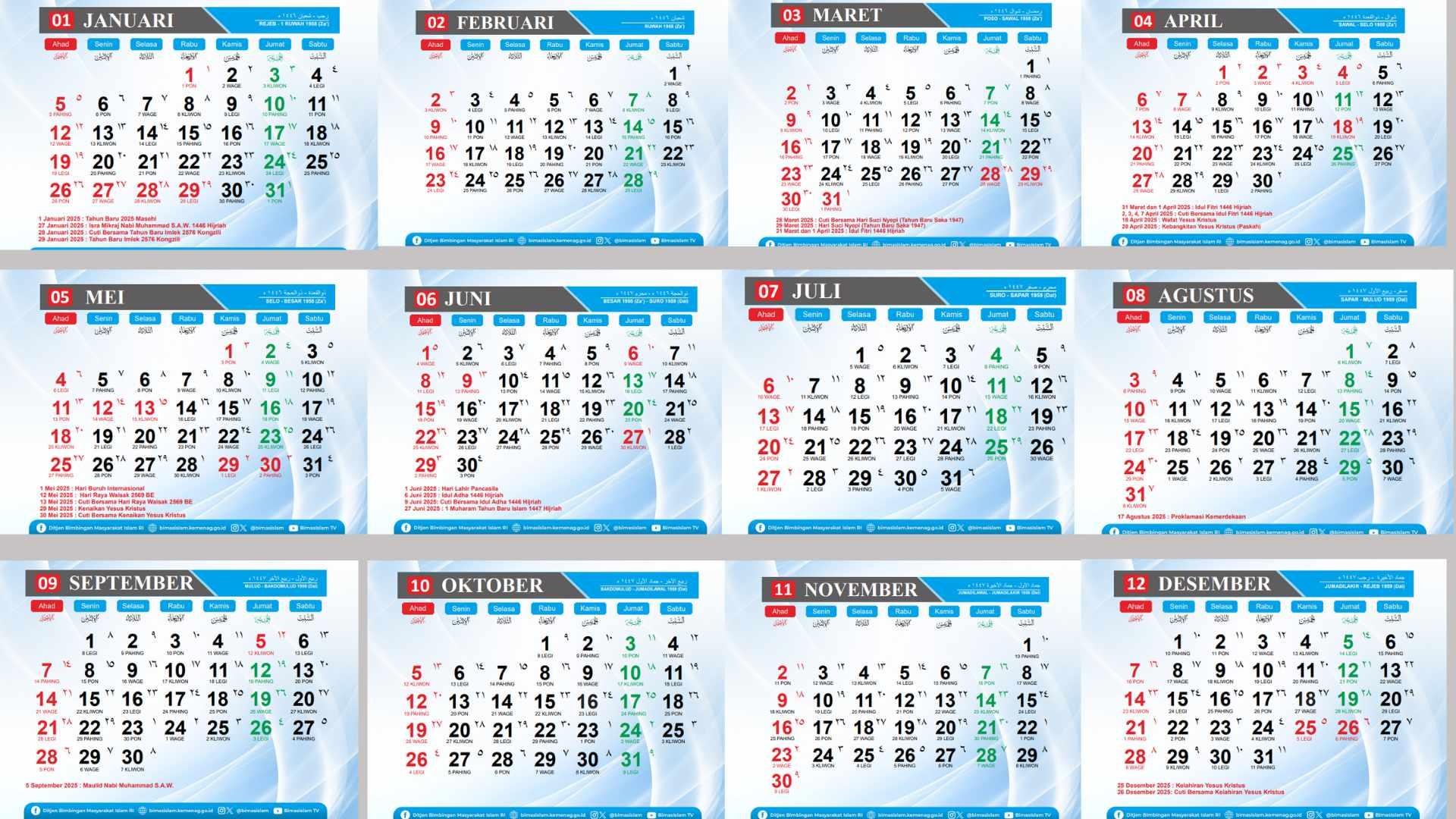 Kalender 2025 : Daftar Cuti Bersama Selama Setahun dan Long Weekend atau Libur Panjang ...