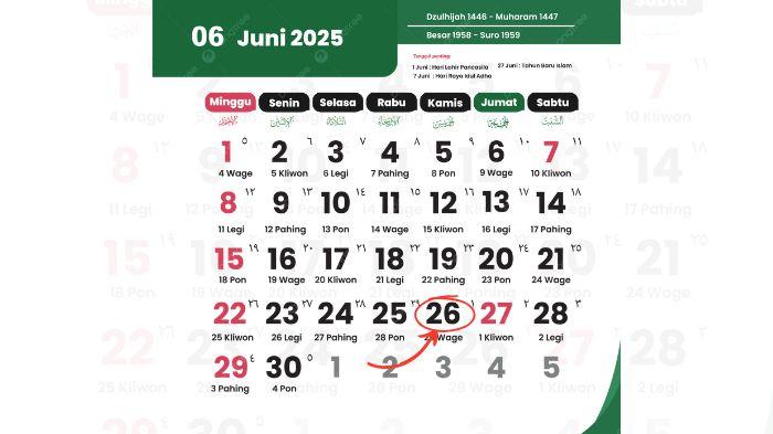 Kalender 2025: Penanggalan Jawa Kamis Wage 26 Juni, Lambang Kala ...