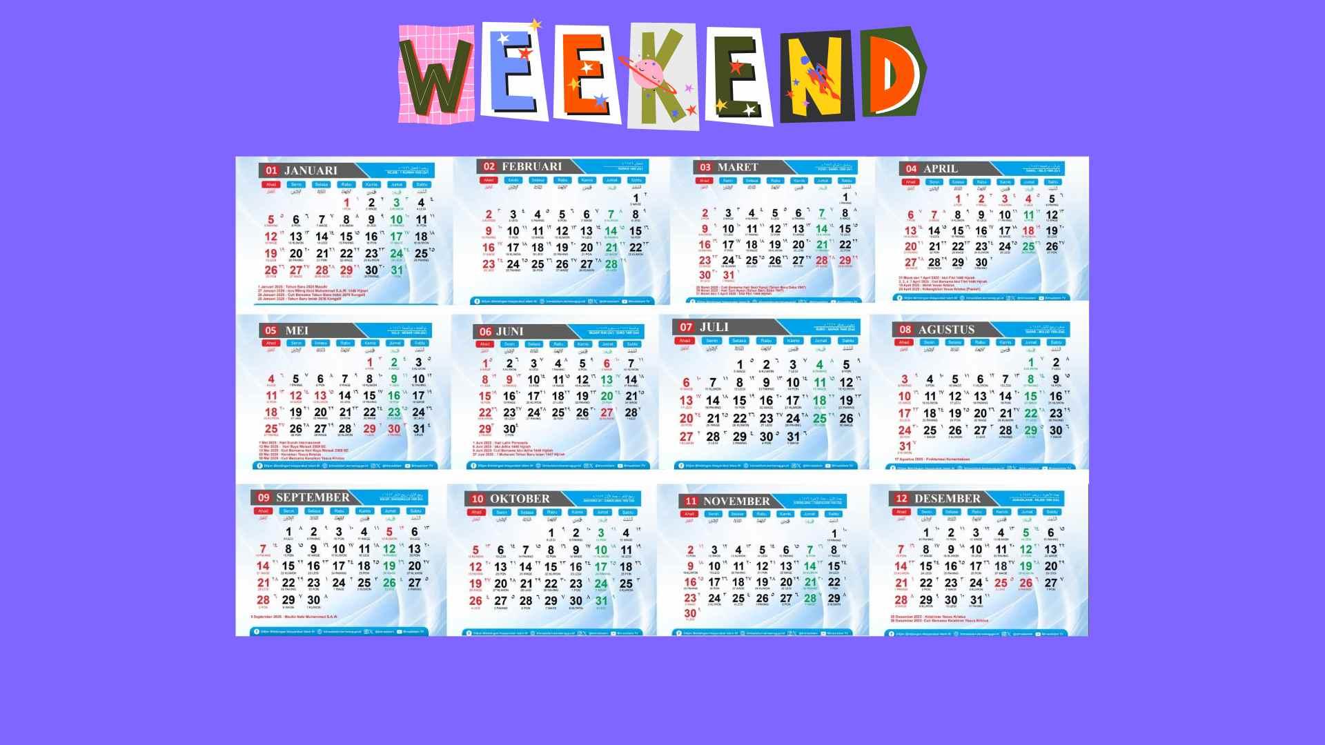Kalender 2025: Jadwal Long Weekend Selama Setahun Mulai Januari Hingga ...