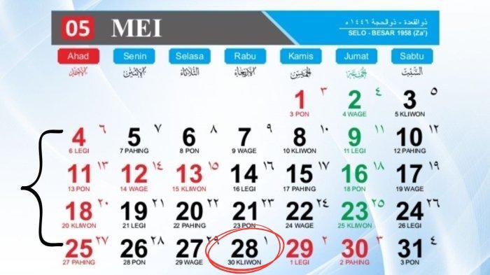 Kalender Jawa: Penanggalan Weton 28 Mei Rabu Kliwon, Warsa Je, Sadwara ...