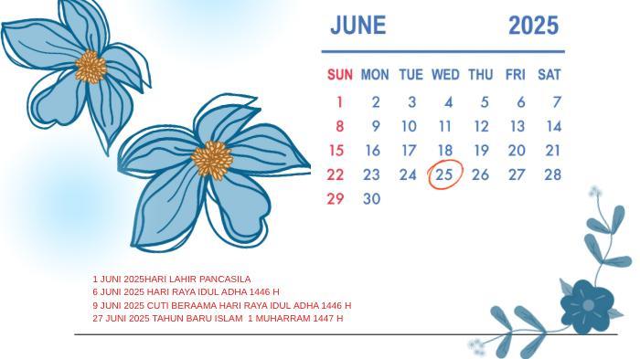 Kalender Juni 2025: Tanggal 25 Juni 2025 Memperingati Hari Apa? Cek Ada ...