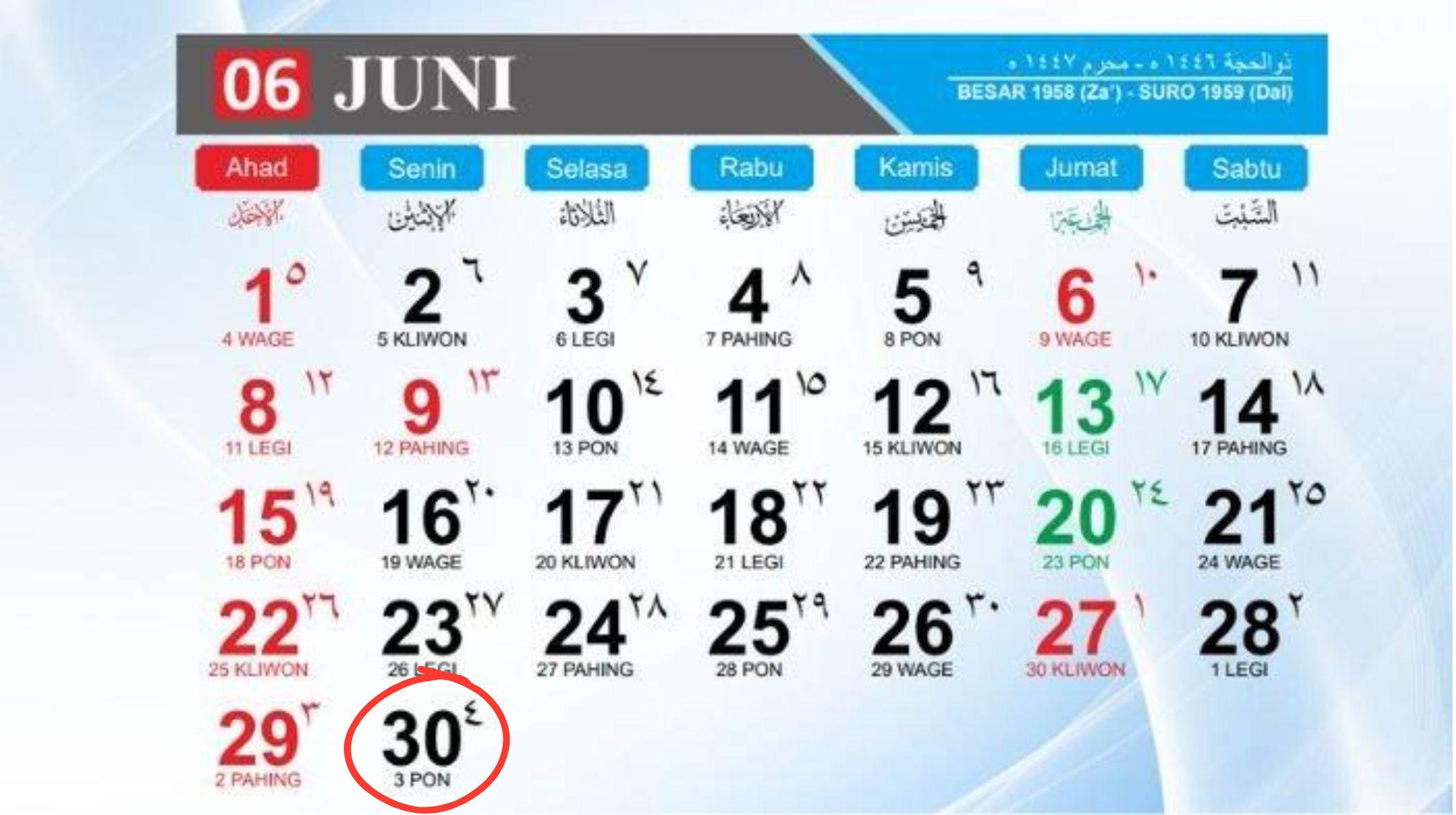 Kalender Jawa 2025: 30 Juni Weton Senin Pon, Neptu 11, Simbol Kala ...