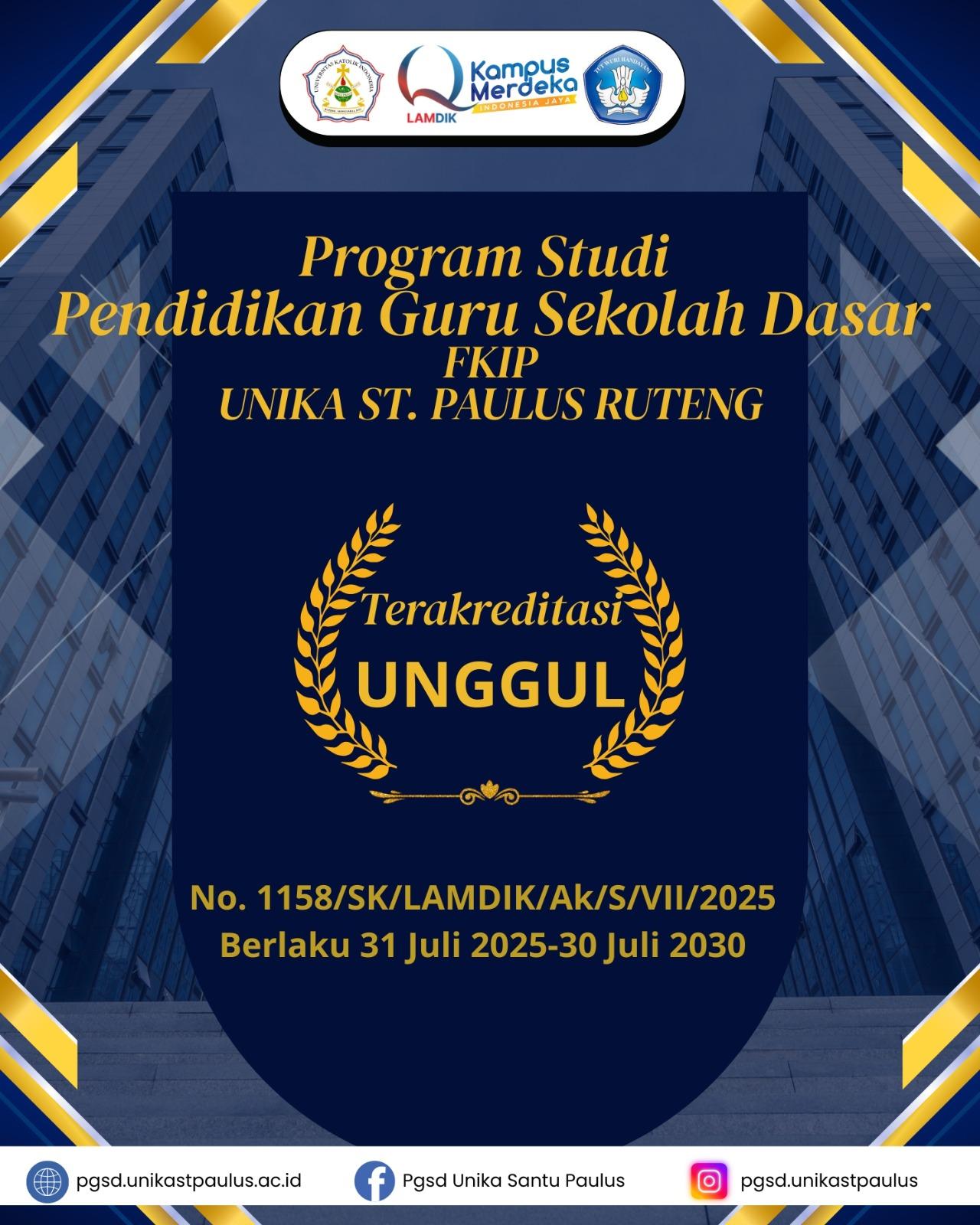 Program Studi PGSD Unika Santu Paulus Ruteng Raih Akreditasi Unggul ...
