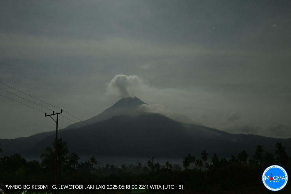 Gunung Lewotobi Laki-laki 2 Kali Erupsi, Arah Angin ke Selatan dan Barat Daya - Tribunflores.com