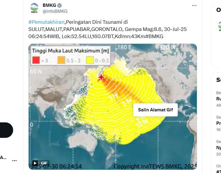 Peringatan Dini BMKG Tsunami Gorontalo, Sulut, Papua, Pasca Gempa Bumi Magnitudo 8.6 - Halaman 2 ...