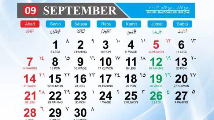 Kalender September 2025, Lengkap Daftar Hari Libur, Peringatan Nasional dan Internasional ...