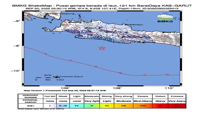 Gempa Hari Ini: Guncang Laut Selatan Jawa, Terasa di 5 Wilayah Jawa Barat - Tribunjambi.com