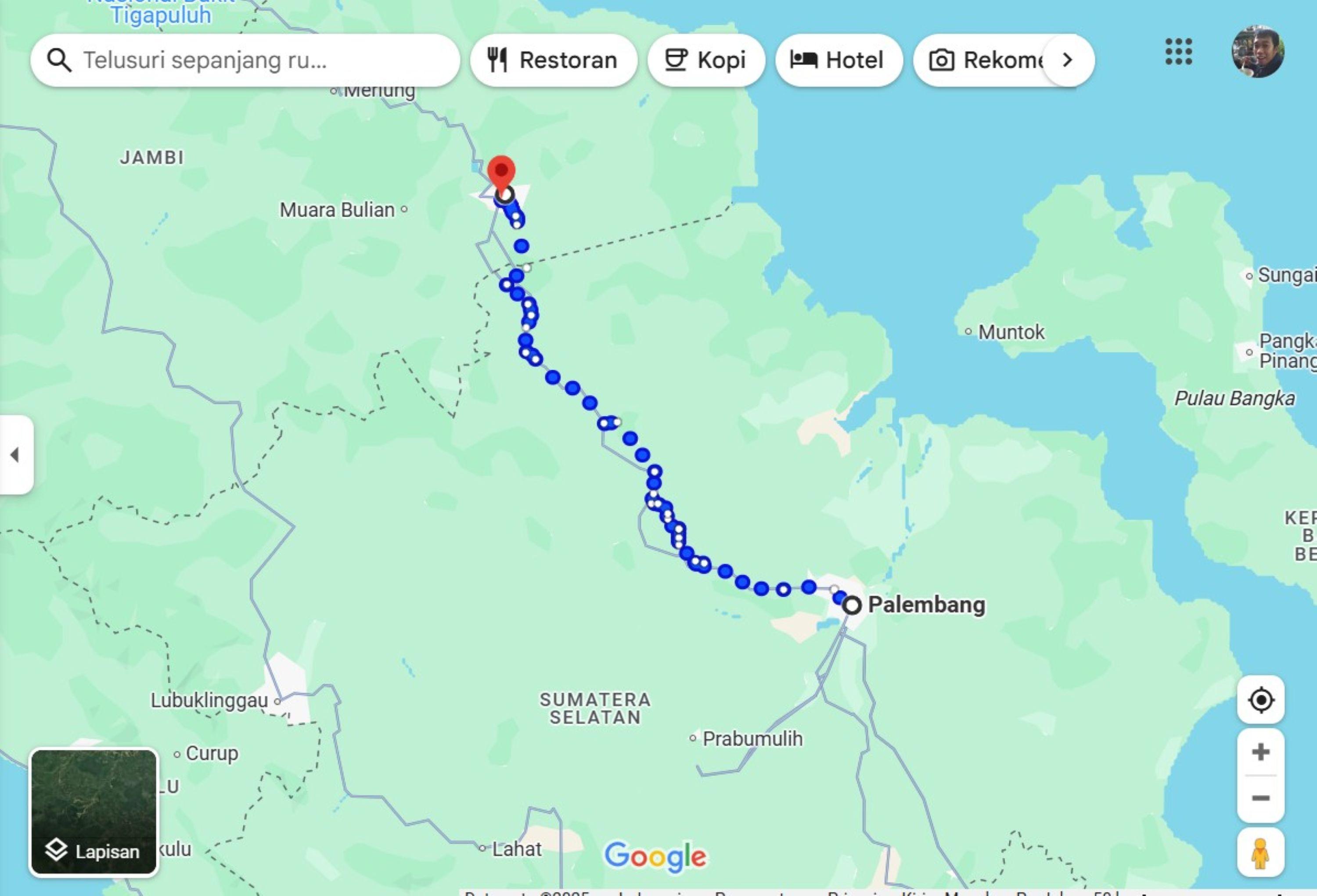 Jarak Palembang ke Jambi di Google Maps 271 Km, Naik Mobil 6 Jam dan ...
