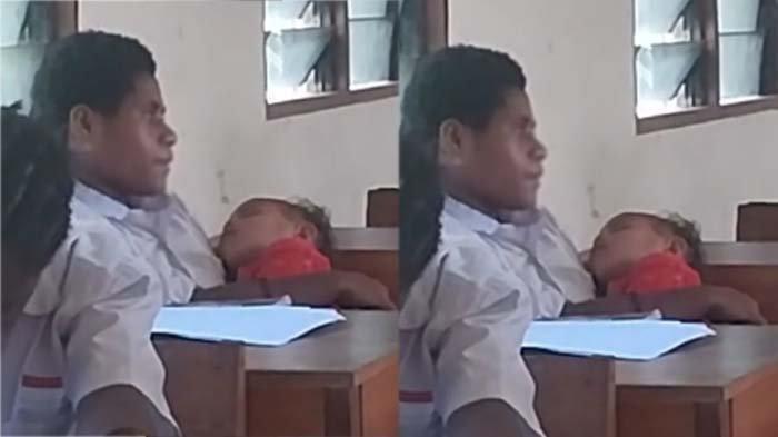 Vivin Siswi SMP yang Sekolah Sambil Gendong Adik Bayi, Kisahnya Bikin Guru Iba - Tribunjateng.com