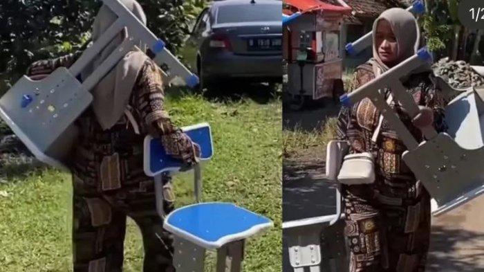 Viral Wali Murid Gotong Meja Kursi ke Sekolah Setelah Anaknya Dituduh Merusak Kursi ...