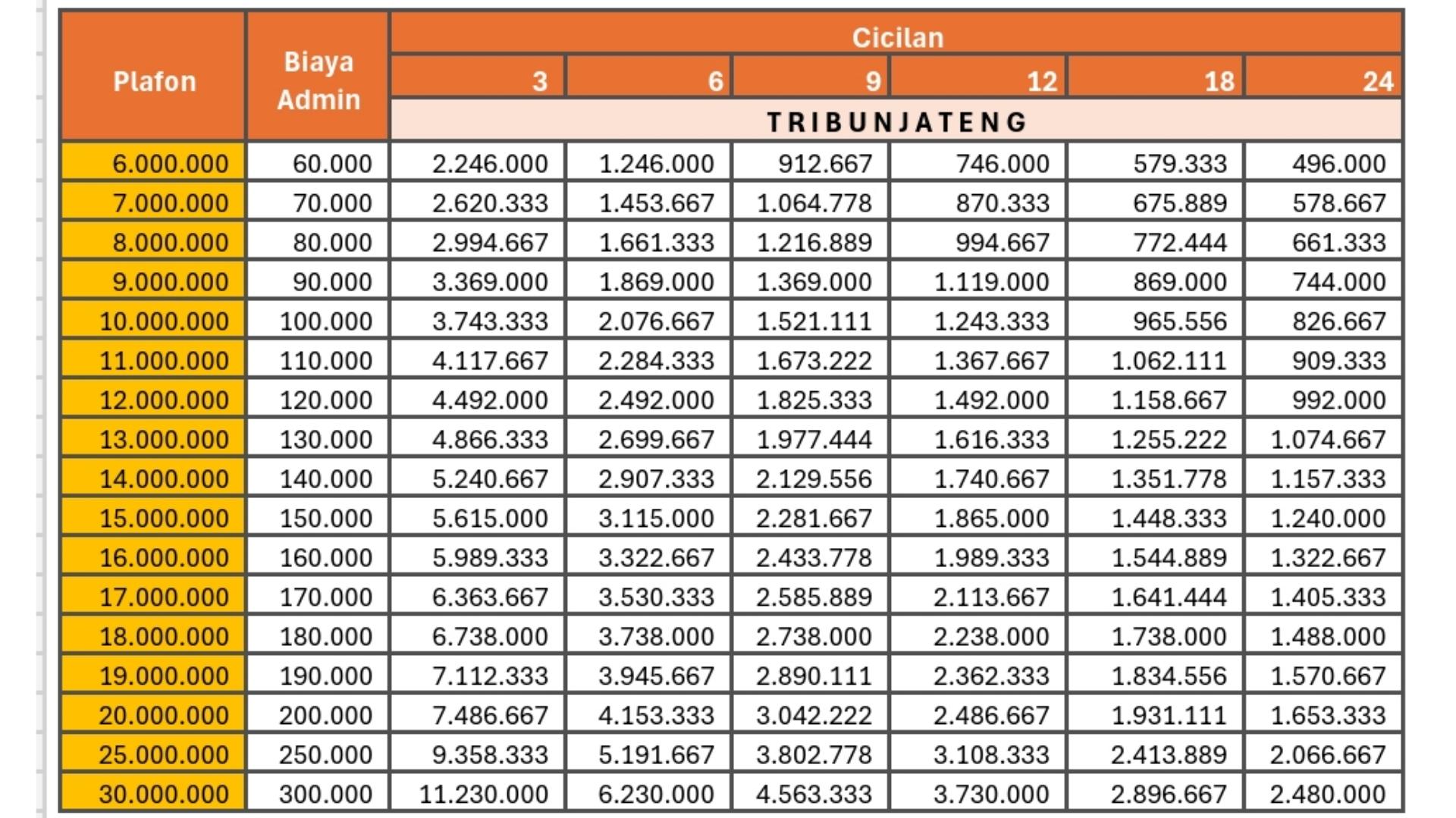 Tabel Cicilan Shopee Pinjam Rp 4 Juta 12 bulan - Tribunjateng.com