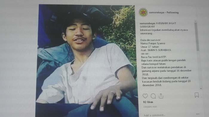 Faiqus Syamsi, Siswa SMKN 5 Surabaya Hilang di Gunung Arjuno, Berangkat ...