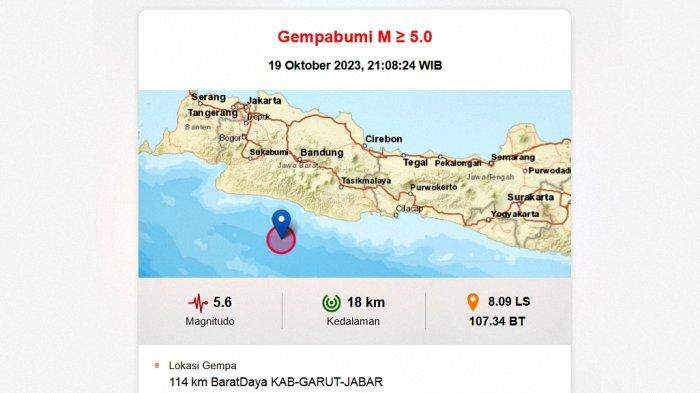 GEMPA BUMI 5,6M di Garut Jawa Barat, Tidak Berpotensi Tsunami, Terasa Hingga Bandung ...