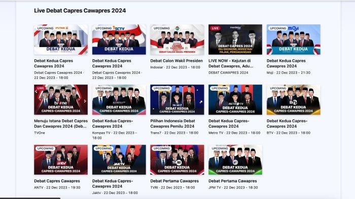 LINK Streaming Debat Cawapres Cak Imin, Gibran, Mahfud MD Malam Ini 22 ...