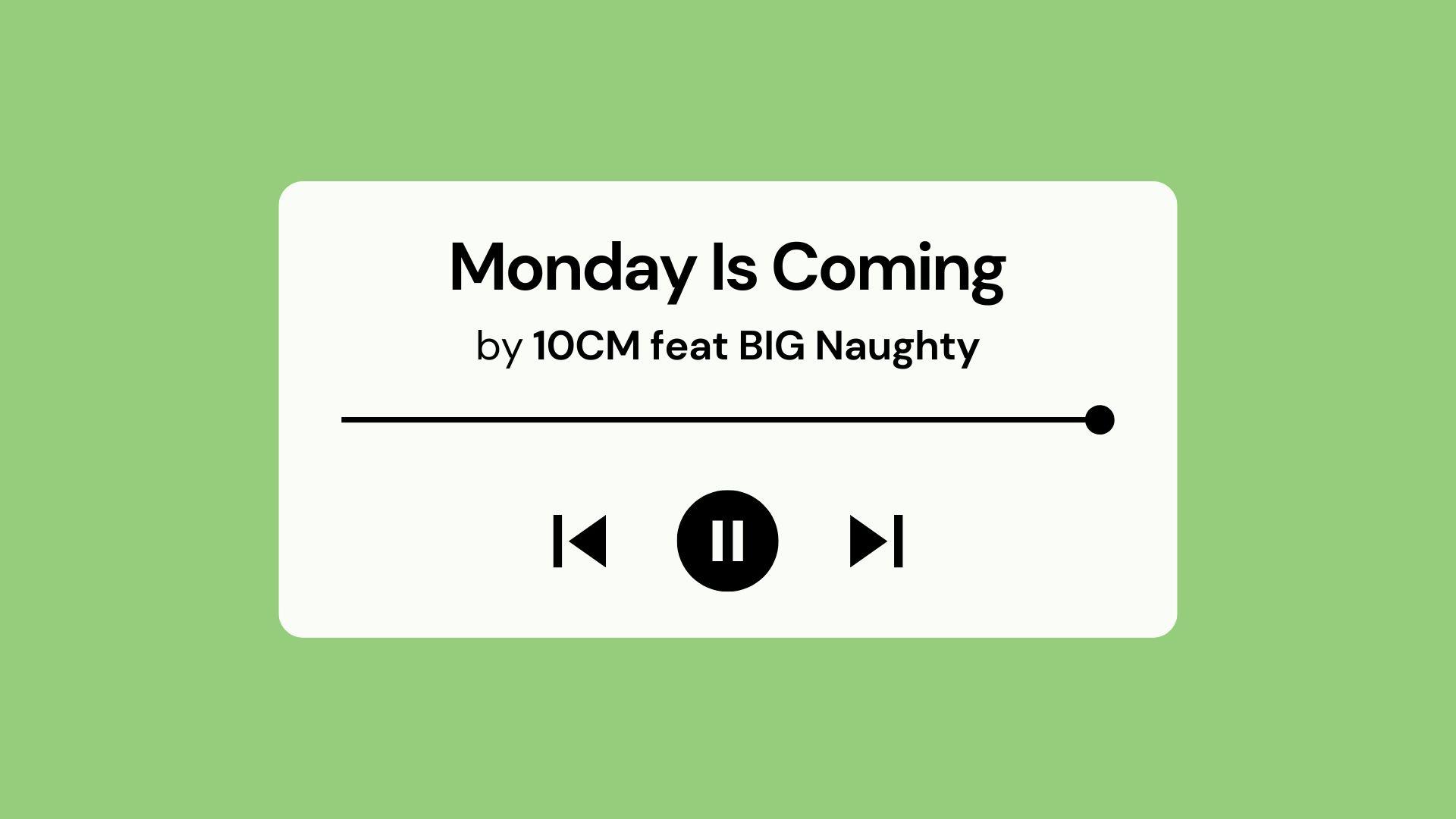 Lirik Lagu dan Terjemahan Monday Is Coming 10cm feat BIG Naughty ...