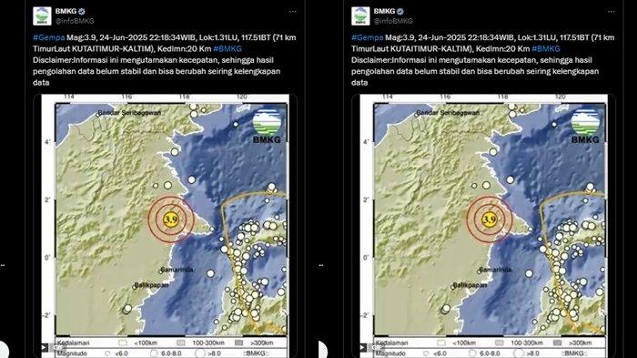 Gempa Bumi M 3.9 Hantam Kutai Timur Kalimantan Timur Malam Ini, Lihat Pusat Gempa Terkini dari ...