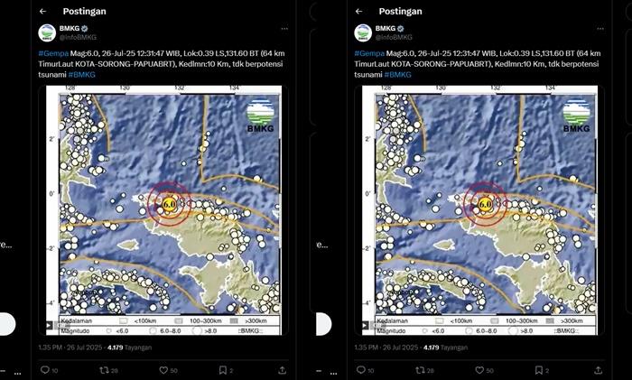 Gempa Magnitudo 6.0 Hantam Kota Sorong Papua Barat Daya Siang Ini, Cek Pusat Gempa Terkini via ...
