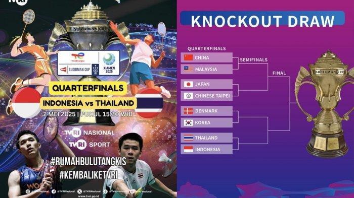 JADWAL Badminton, LINK Live Streaming TVRI Sports BWF Piala Sudirman 2025 Indonesia vs Thailand ...