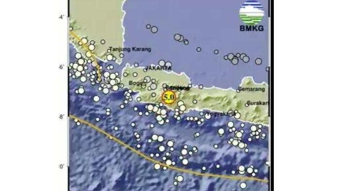 Baru Saja! Gempa Magnitudo 5.0, Pusat Gempa 2 Menit Lalu di Garut dan Bandung Jabar, Cek Info ...