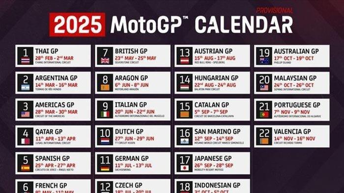 Terbaru! Jadwal MotoGP 2025 Lengkap dengan Jam Tayang, Berita Live Race Moto GP Mandalika ...