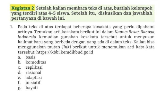 Kunci Jawaban Bahasa Indonesia Kelas 10 Halaman 6 Kurikulum Merdeka, Kegiatan 2: Arti Kata - Pos ...