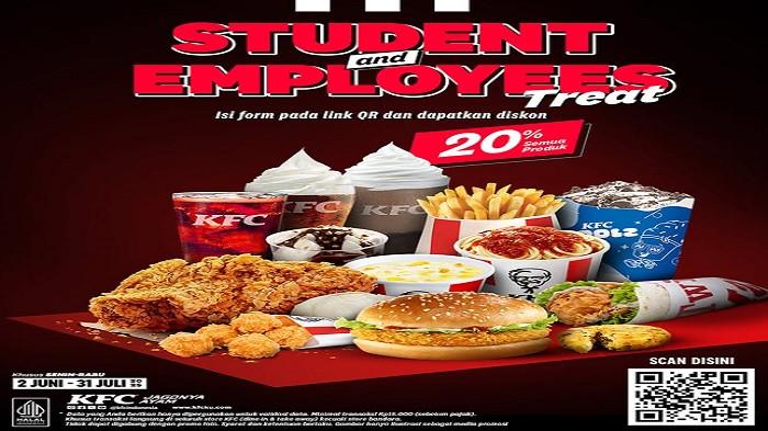 Promo KFC Hari Ini Senin, Student and Employees Treat Diskon 20 Persen ...